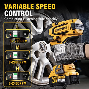 ALLOYPOWER Cordless Impact Wrench, 1050N.m(775Ft-lbs) High Torque impact gun,1/2 inch,20V Brushless Power Impact Wrenches,4.0Ah Battery, 4 Sockets, Electric Impact Driver for Car Tires