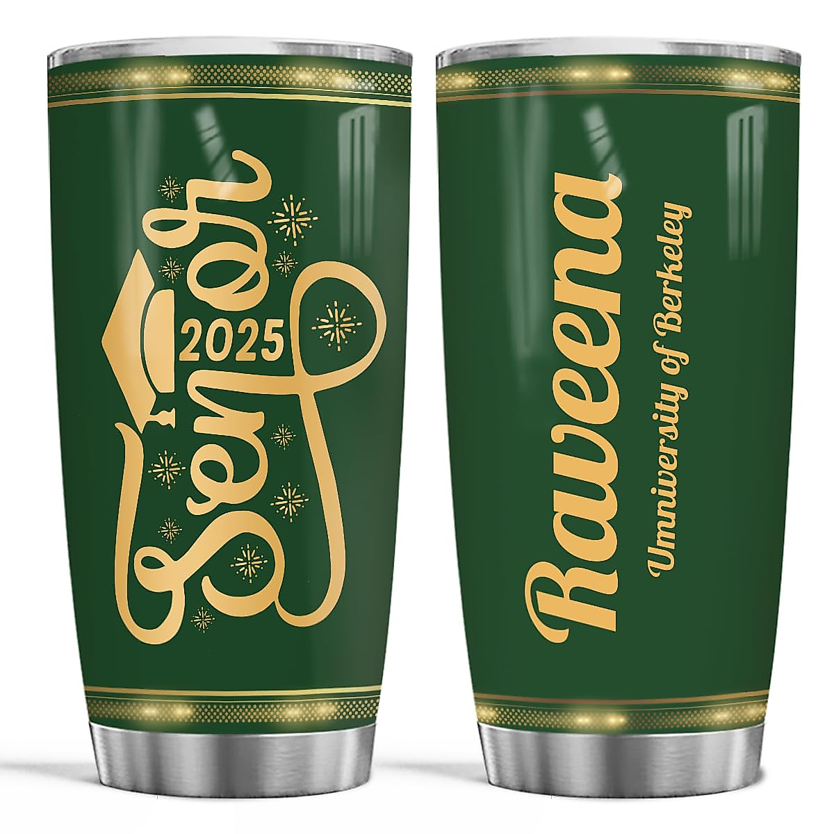 wowcugi Personalized Graduation Tumbler Senior Class Of 2025 Custom Cups with Lid 20oz 30oz Coffee Mugs Graduation Gifts Masters Tumblers for Men Women Graduating Daughter Son (Green)