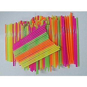 Wow Plastic Disposable Plastic Drinking Straws - 250 count (neon) (Neon).