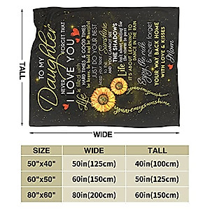 Maylian Sunflower Throw Blanket | Never Forget How Much I Love You | 80x60 Inches | Soft Sherpa | Perfect for Daughter | Thoughtful Gift