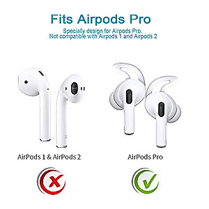 Ear Covers and Hooks Accessories Compatible with Apple AirPods Pro, 4 Pairs Professional Anti-Slip Silicone Earbuds Tips Hook Compatible with Apple Airpods Pro (2 White+2 Black)