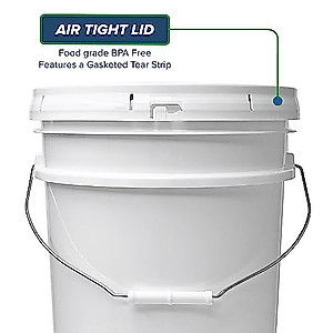 5 Gallon White Bucket & Lid - Durable 90 Mil All Purpose Pail - Food Grade - BPA Free Plasti (5 Gal. w/Lids - 3pk)