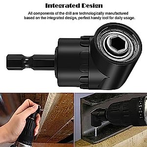 Impact Grade Socket Wrench Adapter Extension Set,3Pcs Hex Socket Adapter Bit+105° Right Angle Drill Attachment Bit Extension 1/4-inch Hex Drive Drill Bit Power Socket Screwdriver Set Holder Adaptor