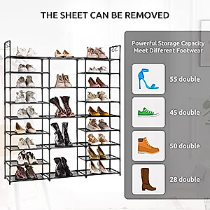 YOUDENOVA Shoe Rack Organizer, for up to 50 Pairs of Shoes, Vertical Large Shoe Rack with Removable, Water, Dust & Oil Resistant Shelves, Stackable Shoe Rack for Boot & Shoe Storage, Black