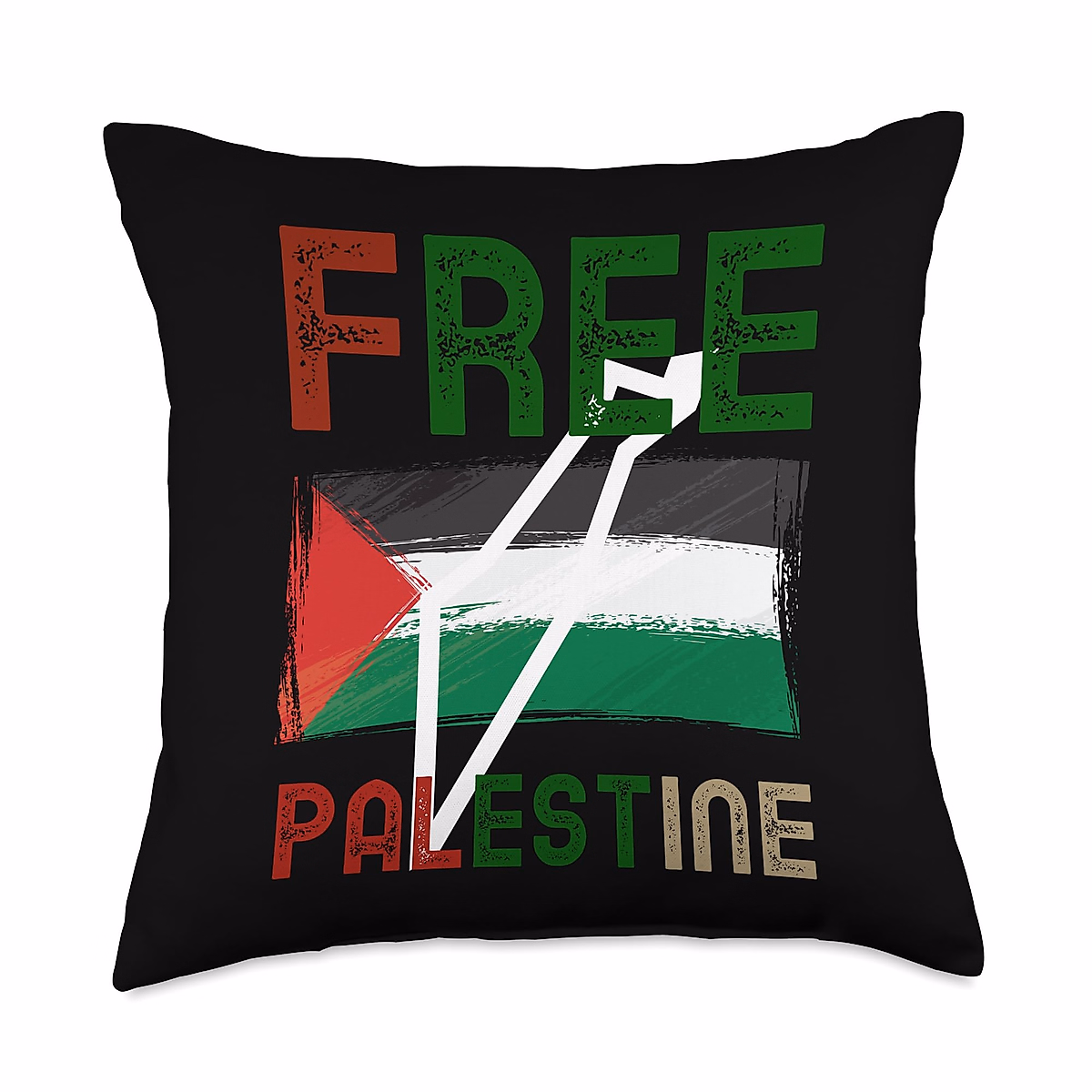 Free Palestine Free Gaza Palestinian Flag Palestine Arabic Free Gaza Palestinian Flag Throw Pillow, 18x18, Multicolor