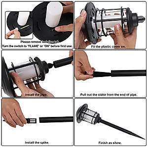 Dynaming 6 Pack Solar Flame Torch Lights Outdoor, Dual Use Flickering Flame Garden Light, Hanging Lantern Lights, Auto On/Off & Waterproof Landscape Lighting for Lawn Patio Yard Walkway Driveway