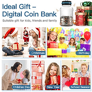 Lefree Big Piggy Bank, Digital Counting Coin Bank,Money Saving Jar,Gift,Powered by 2AAA Battery (Not Included)…