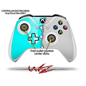 WraptorSkinz Decal Vinyl Skin Wrap Compatible with Xbox One S Console and Controllers - Ripped Colors Neon Teal Gray