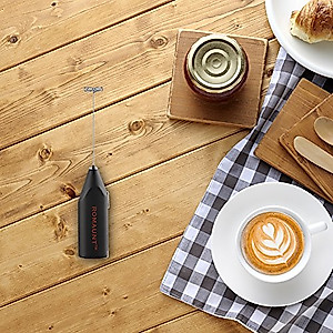 Electric Milk Frother, ROMAUNT Handheld Electric Battery Operated Frother Stainless Steel Foam Maker Perfect for Latte,Coffee,Cappuccino, Chocolate Milk Black 8 Inches New