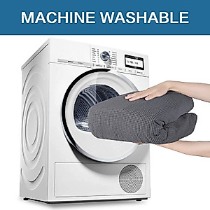 H.VERSAILTEX High Stretch Rich Jacquard 2-Piece Loveseat Slipcover/Furniture Covers for Loveseat with Elastic Bottom, Suit for T Cushion/Box Cushion Spandex Jacquard Fabric, Charcoal Gray