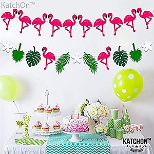 Felt Flamingo Garland for Flamingo Decorations - 2 String, No DIY | Flamingo Party Decorations | Tropical Party Decorations, Flamingo Banner | Flamingo Birthday Decorations | Flamingo Party Supplies
