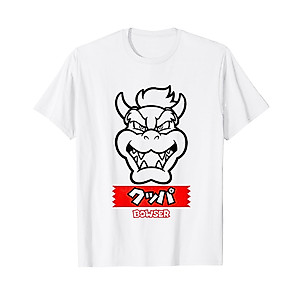 Super Mario Bowser Outline Kanji Portrait Graphic T-Shirt T-Shirt