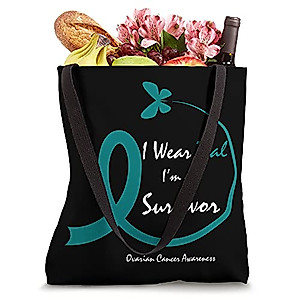 Cute Ovarian Cancer Survivor Gifts Teal Butterfly Awareness Tote Bag