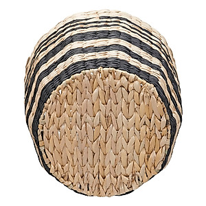 Household Essentials Cattail and Paper Multi Band Basket, Natural and Black