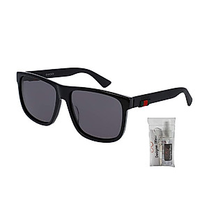 Gucci GG0010S 001 58M Black/Grey Square Sunglasses For Men For Women+FREE Complimentary Eyewear Care Kit