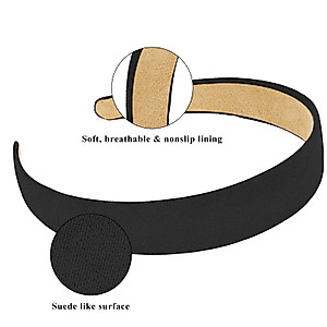 Wecoe Black Headband Women 1 Inch Sueded Like Headband Non Slip Fashion Solid Plain Headband Hair Band DIY Halloween Christmas Costume Hair Accessories for Women Girls Diademas Para Mujer Gifts