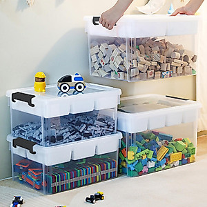 ACXFOND Plastic Storage Box with Removable Tray Clear Craft Organizers and Storage 17 QT Storage Containers for Arts and Crafts Supplies, Stationery, Lego, Kids Building Blocks, Sewing Kit