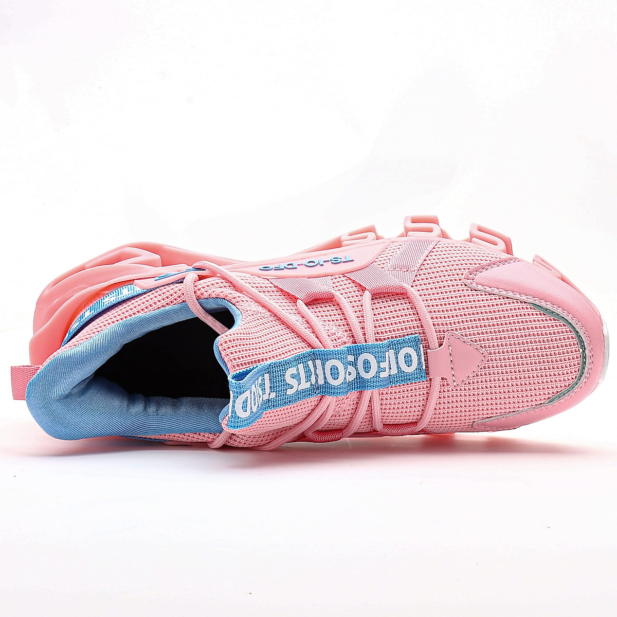 TSIODFO Sneakers for Women Slip on Athletic Running Walking Shoes Breathable Comfort Runner Gym Workout Tennis Shoe Pink Blue Size 8.5