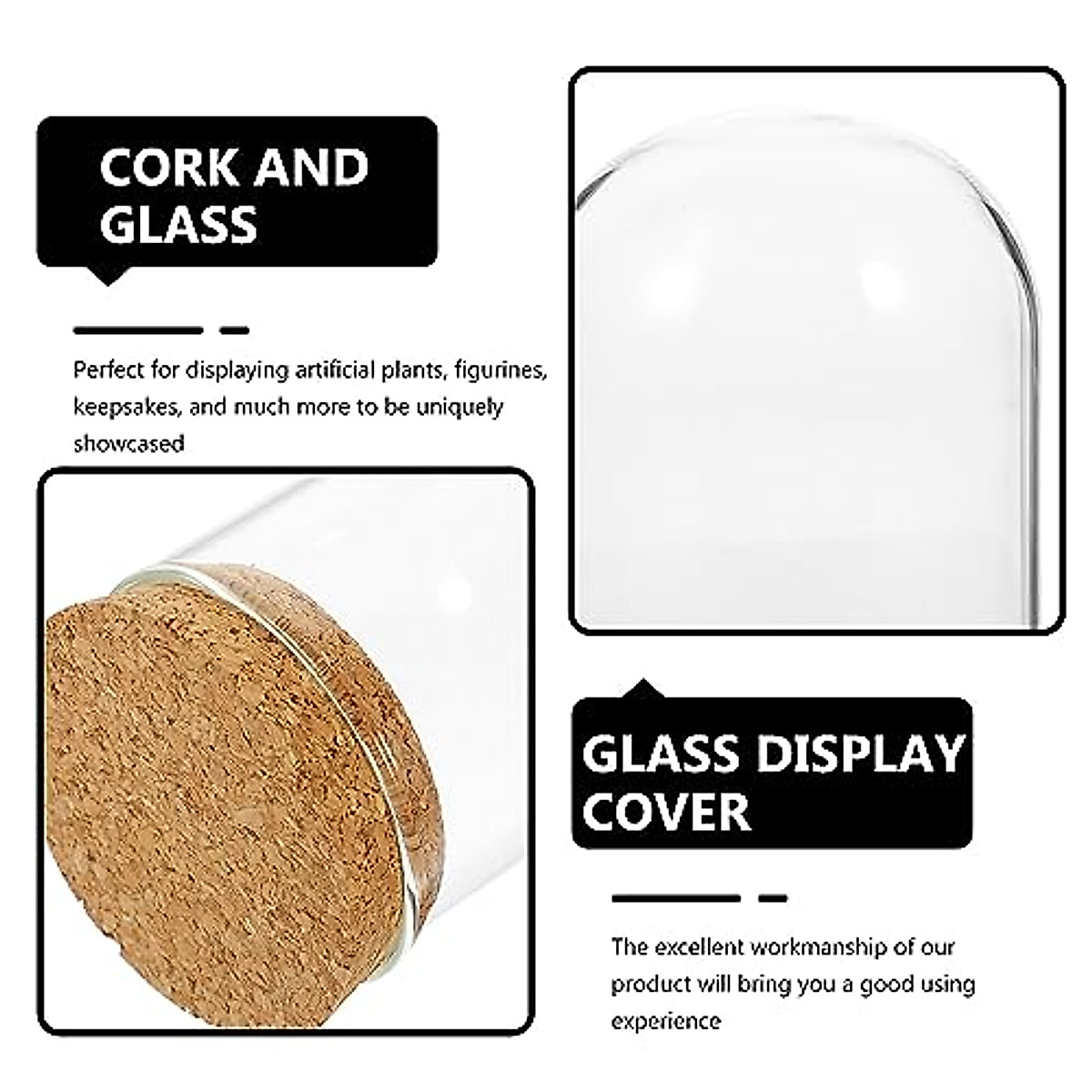 GANAZONO 2Sets Glass Display Dome Cloche Tabletop Display Case with Cork Base DIY Snow Globe for Office Home Halloween Christmas Wedding Tabletop Centerpiece Decoration
