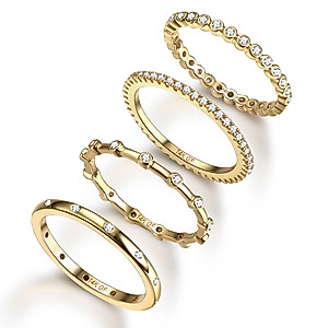 HAIAISO 14K Gold Plated Rings Stacking Rings for Women CZ Stackable Band Ring Plain Statement Ring Comfort Fit Size 5 to 10(Size 7)