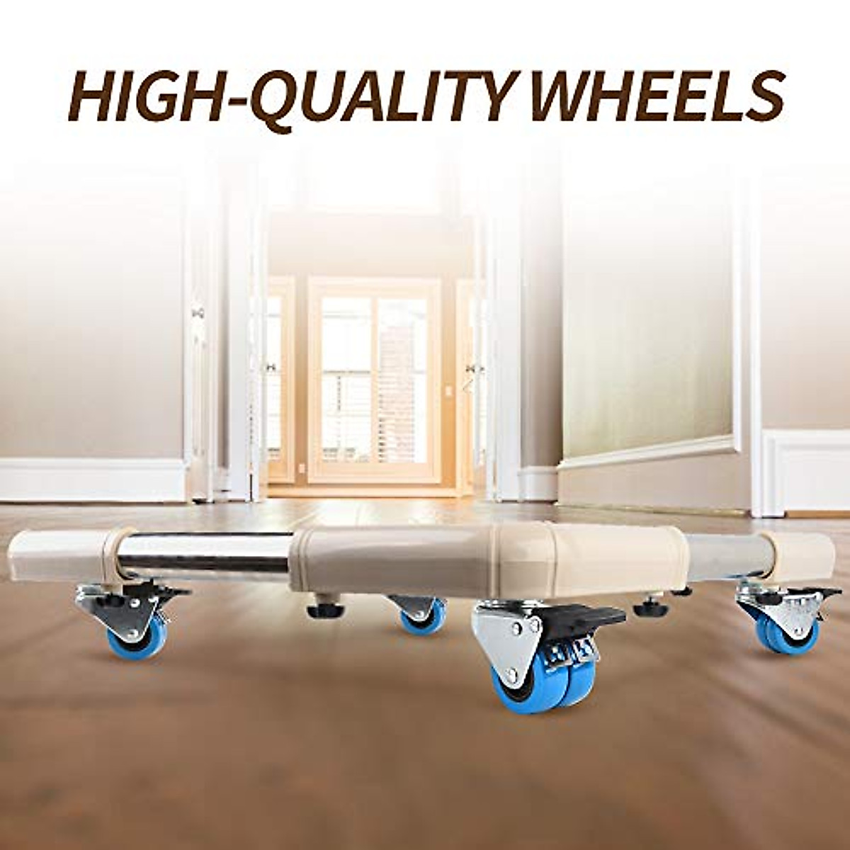 SPACECARE Furniture Dolly Adjustable Mobile Roller Mini Fridge Stand Washing Machine Stand with 8 Locking Swivel Wheels Universal Mobile Base Moving Cart for Dryer Refrigerator, Capacity 500 Lbs,White