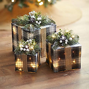 Lighted Gift Box Decor Black/White