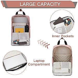 RAVUO Backpack for Women, Water Resistant Lightweight Flap Backpack 15.6 Inch Computer Back Pack Travel Bookbag for College Work Business Pink