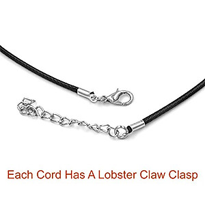 PAXCOO 4336827944 100Pcs Black Waxed Cord with Clasp Bulk for Bracelet Necklace and Jewelry Making (20 Inches)