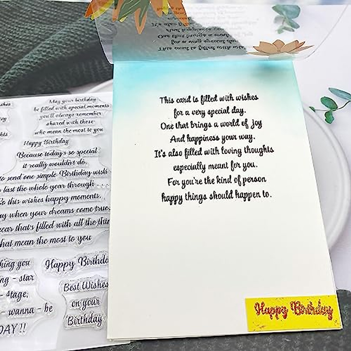 Alinacutle This Card is Filled with Wishes Craft Clear Stamps Happy Birthday Sentiments Stamps, Paper Craft Silicon Stamp for Scrapbooking/Card Making/Paper Art