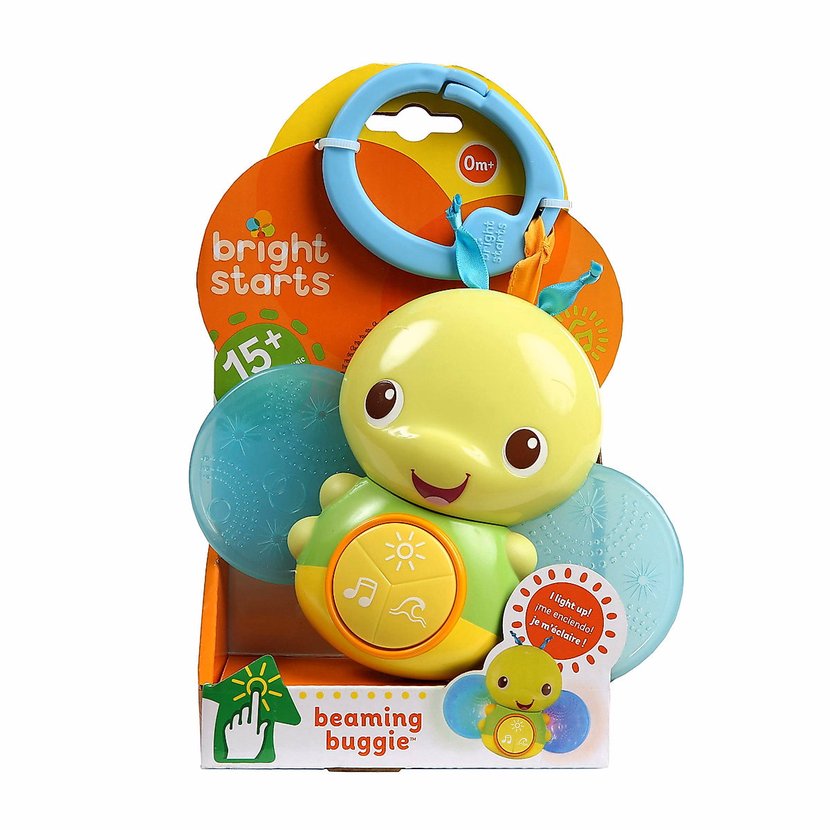 Bright Starts Beaming Buggie Take-Along Toy with Lights, Ages Newborn +