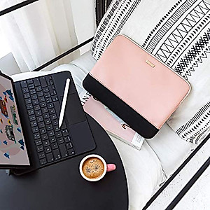 Comfyable Tablet Sleeve Compatible for iPad Pro 12.9 inch M2 2022 M1 2021-2018 3rd 4th 5th 6th Generation & Smart/Magic Keyboard with Pencil Holder, Waterproof Zipper Case, Pink & Black
