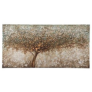 Signature Design by Ashley O'Kiera Abstract Hand Painted Tree Canvas Wall Art, 60 x 30, Green & Brown