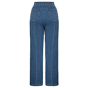 Belle Poque Womens Flare Jeans High Waisted Wide Leg Baggy Jean for Women Stretch Denim Pants Size 8 Size 10 Light Blue