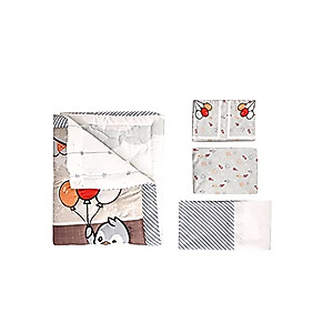 Orange Infinity 4 Piece Dreamland Crib Bedding Sets for Boys and Girls for Standard Size Crib | Nursery Baby Bedding Set of Crib Fitted Sheet, Crib Quilt, Dust Ruffle & Pillow Case, Grey