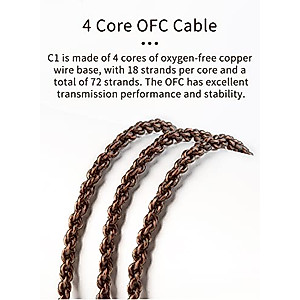 Keephifi Earphone Cable-KBEAR Type-C1 Connector Earbuds Upgrade OFC Cable with TFZ Pins Interface, Line-Control Noise Cancelling Microphone, Suitable for KBEAR HiFi Bass Headphone KS1 KS2(Brown)