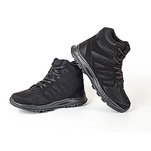 MT. EMEY 9315 Lady's Athletic Comfort Walking Lace High Top Shoes Black