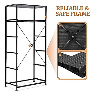 VredHom Fabric Dresser for Bedroom, Tall Skinny Dresser with 6 Drawers, Storage Organizer Tower, Steel Frame Wooden Top for Closet, Living Room, Hallway, Nursery(Black)