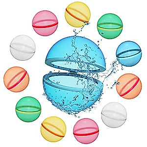 Reusable Water Balloons, Splash Water Bomb Balloons, Quick Fill Self Sealing, Magnetic Refillable Silicone Water Balloons for Kids Adults, Latex-Free Silicone Water Balloons, Pool Water Toys (6PCS)