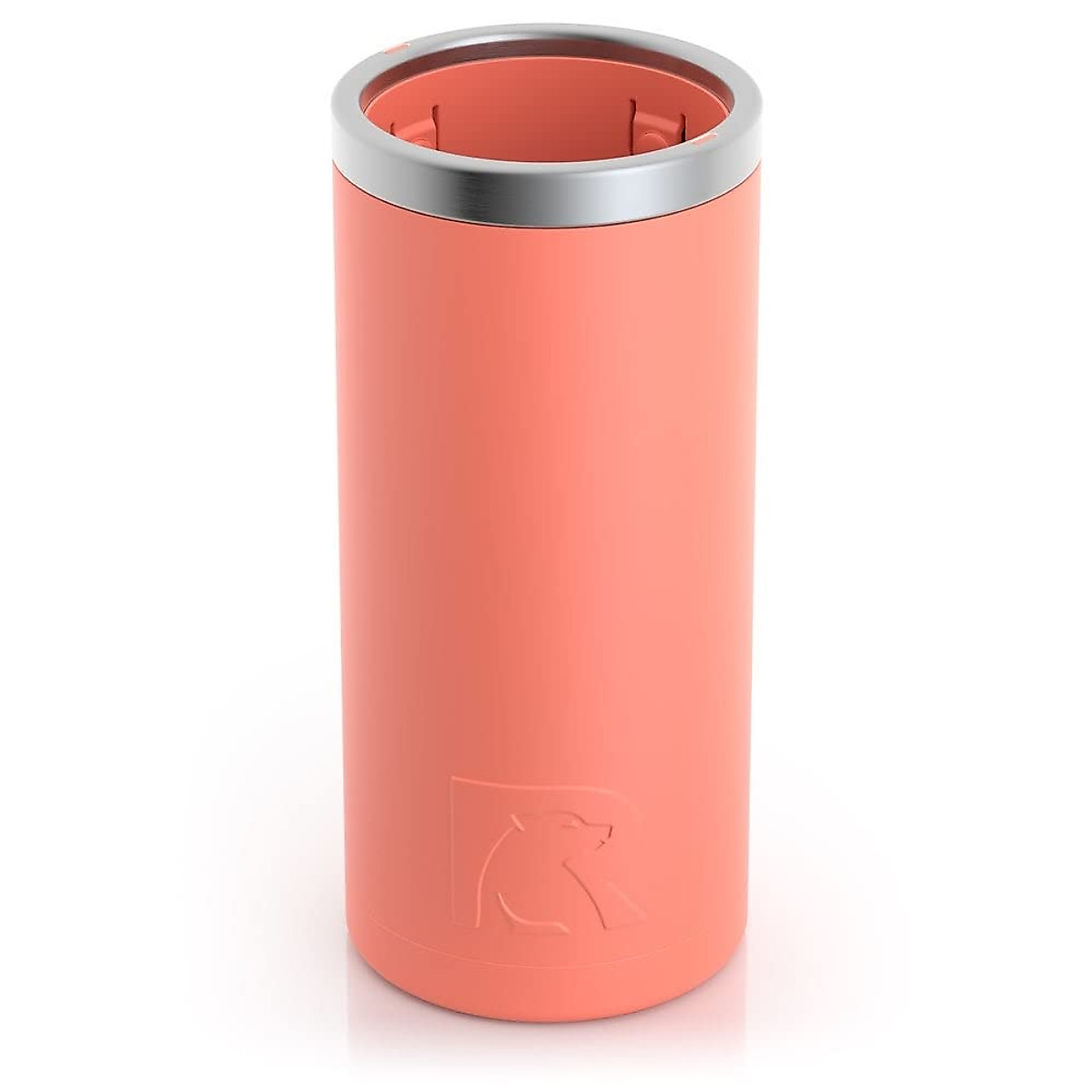 RTIC Skinny Can Cooler, Fits all 12oz Slim Cans, Coral, Insulated Stainless Steel, Sweat-Proof, Keeps Cold Longer