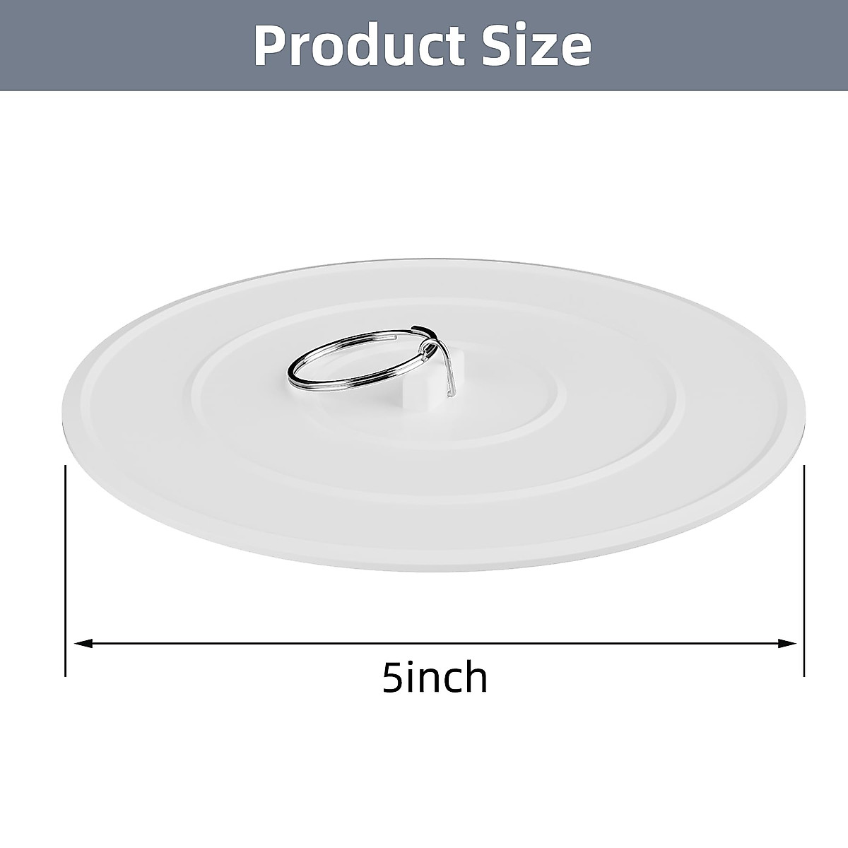 Hibbent 2 Pack Bath Tub Stopper, Flat Suction Sink Stopper Rubber Silicone Shower Drain Bath Plug Stopper for Kitchen, Bathroom and Laundry Sink (White-Grey)