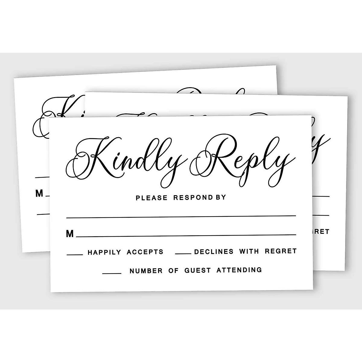 Inkdotpot 50 Blank RSVP Cards With White Envelopes-White Style Response Card-RSVP For Wedding-Rehearsal Dinner-Baby Shower-Bridal Shower-Engagement Party Invitations