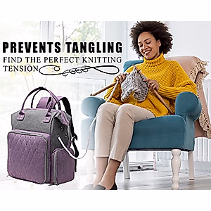 QZLKNIT Knitting Bag Backpack, Crochet Bags and Totes Organizer, Crochet Backpack Organizer, Large Yarn Storage Organizer for Knitting Needles, Crochet Hooks and Other Crochet Accessories (Bag Only)