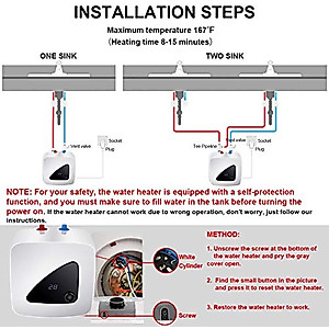 FVSTR Electric Mini-Tank Water Heater, 2.5-Gallon Point of Use for Instant Hot Water, 1440W, 120V - Shelf, Under Sink, Wall or Floor Mounted, Etank Series