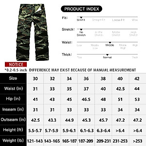zeetoo Mens Relaxed-Fit Cargo Pants Multi Pocket Military Camo Combat Work Pants GZ03 Green Camo