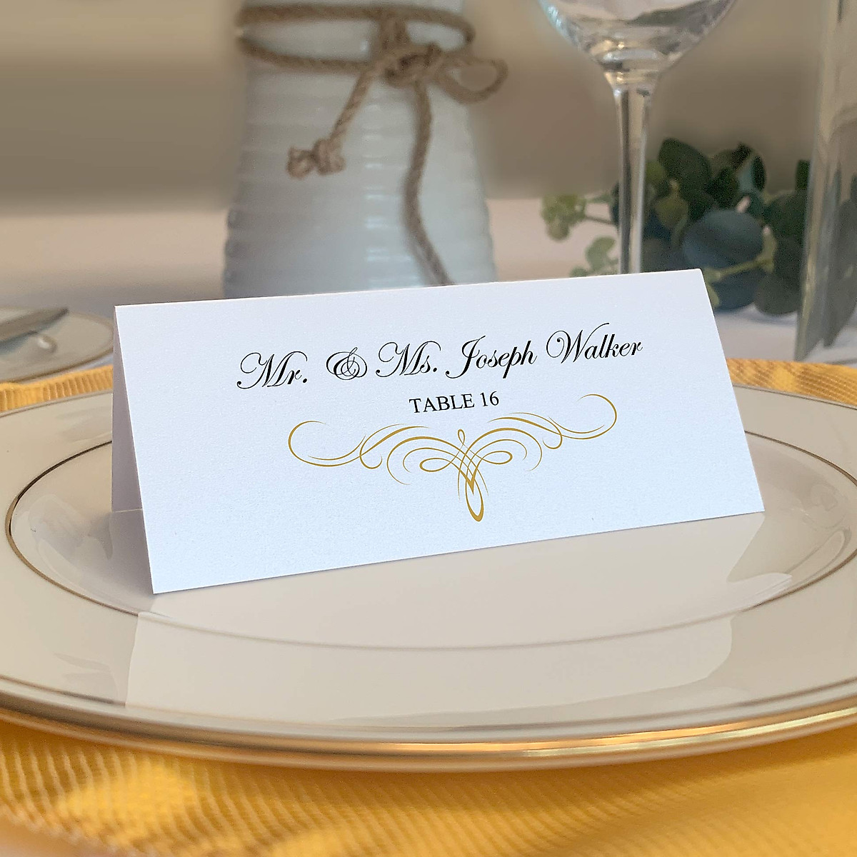 Decadent Flourish Printable Place Cards, Gold (Choose Color), Set of 60 (10 Sheets), Laser & Inkjet Printers - Wedding, Party, Dinner, and Special Events - Made in the USA