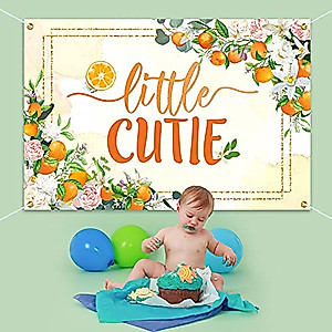 HAMIGAR 6x4ft Little Cutie Banner Backdrop - Fall Baby Shower Decorations Party Supplies for Boys Girls - Orange