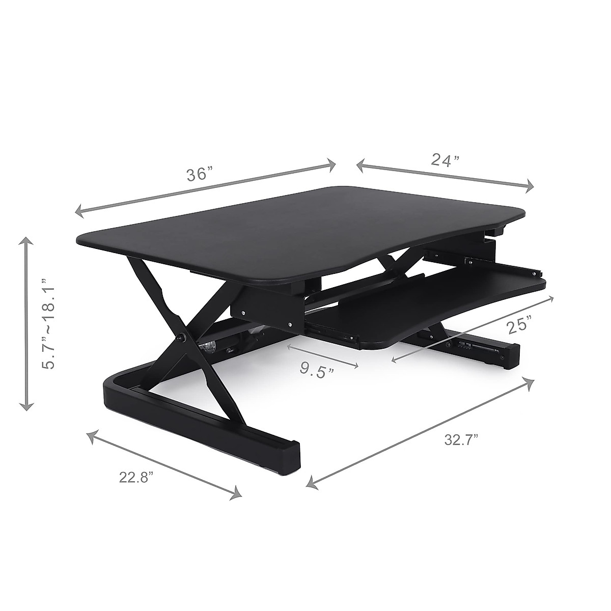 ApexDesk ZT Series Height Adjustable Sit to Stand Electric Desk Converter, 2-Tier Design with Large 36x24 Upper Work Surface and Lower Keyboard Tray Deck (Electric Riser, Black)