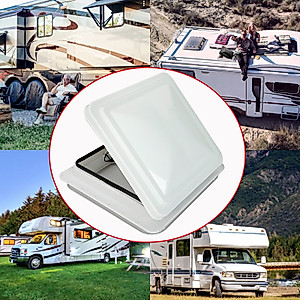 caqeg 14" RV Roof Vent for Camper Trailer Universal White Lid Roof Vent with 12V RV Vent Fan 6" Blades White lid Inner for Garnish Ring