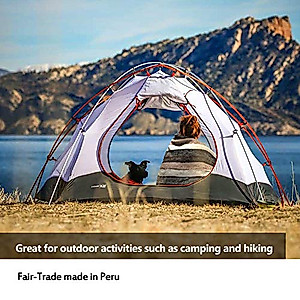 Alpaca Warehouse Alpaca Sheep Wool Blanket King/Full-Queen/Twin Size Thick Heavyweight Comfortably Warm - Great for Outdoor Use - Striped Design (Beige/Brown/Gray, King)