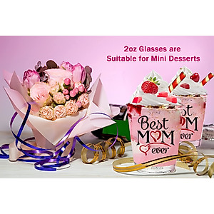 BISYATA Gift for Mom, Mothers Day Gift - Best MOM Ever Shot Glasses - Great Mother Birthday/Christmas Gifts from Daughter and Son - 2oz CLEAR Shot Glass Set of 6 - With Gift Box